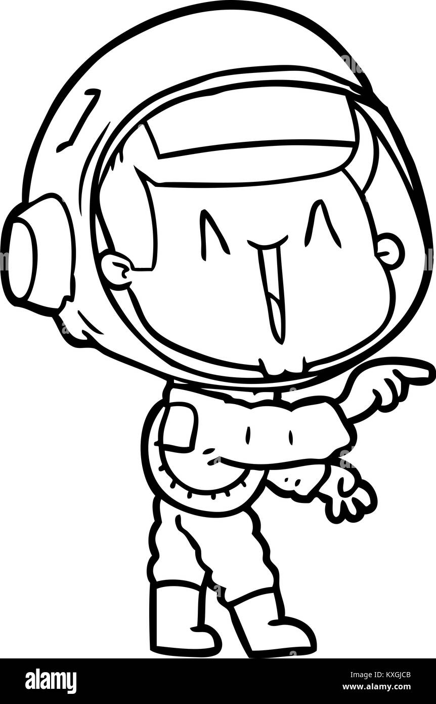 happy cartoon astronaut pointing Stock Vector Image & Art - Alamy