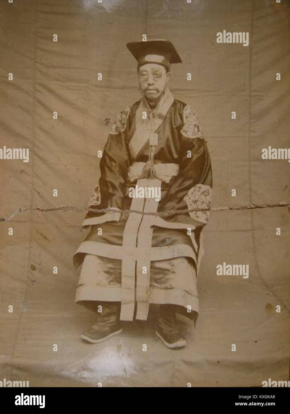 A photograph of a Republic of China official wearing ceremonial attire ...