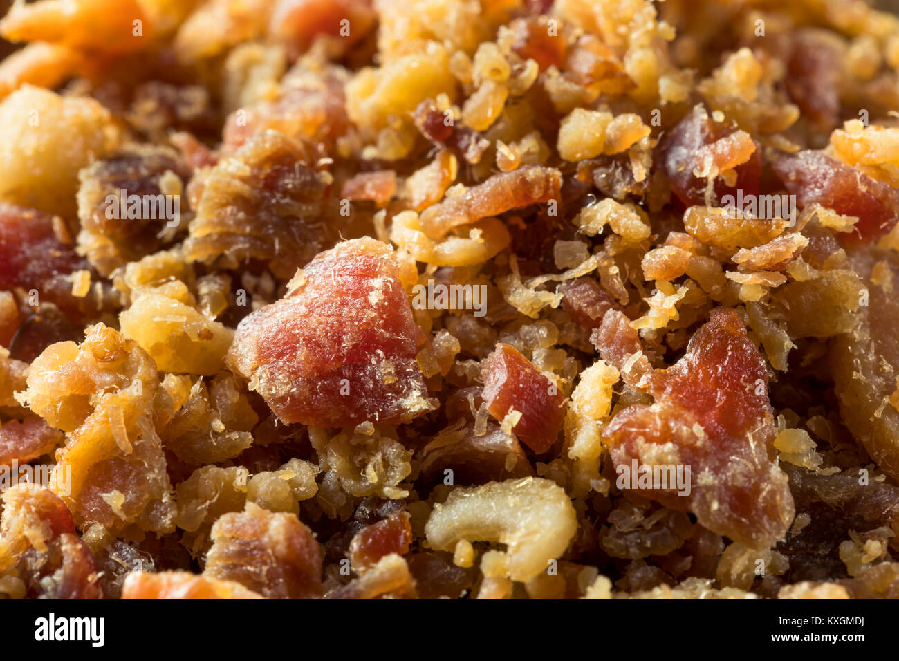 Organic Crumbled Bacon Pieces in a Bowl Stock Photo - Alamy