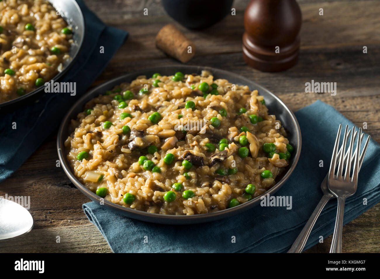 Homemade Savory Mushroom Risotto with Peas and Onions Stock Photo - Alamy