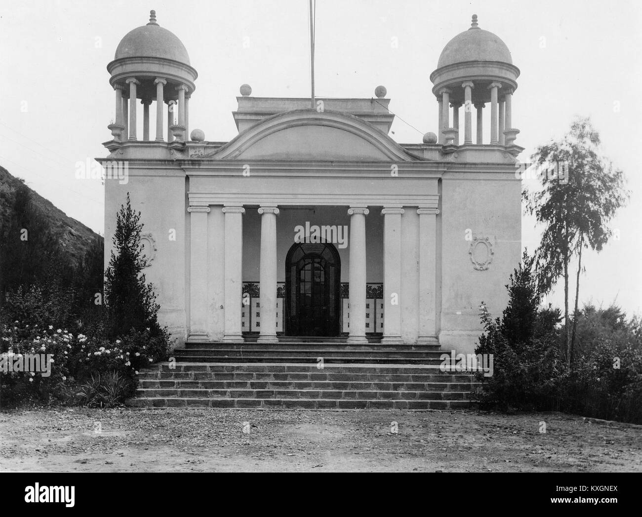 A 1920 photograph of a library façade, showcasing architectural design ...