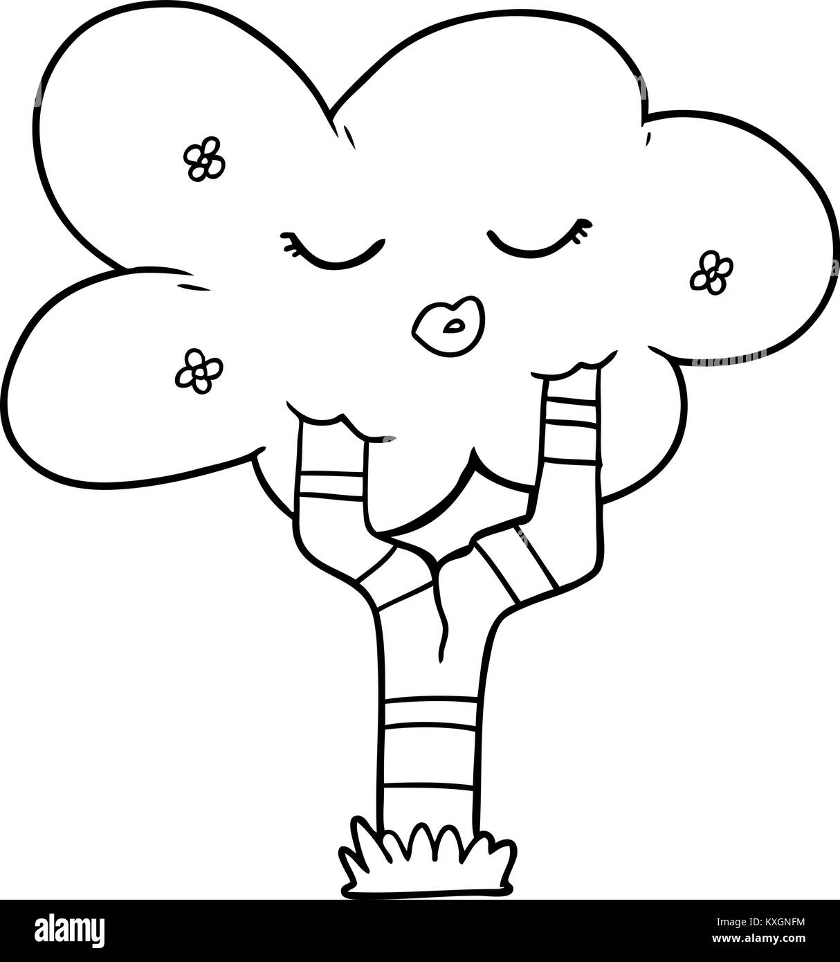 cartoon tree with face Stock Vector Image & Art - Alamy