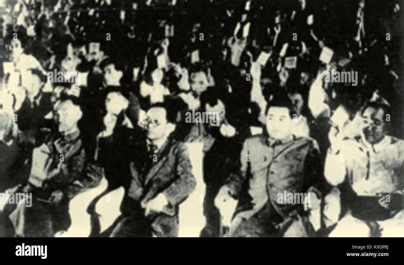 The 1948 photograph shows Kim Il-sung, Kim Chak, Park Hon-yong, and ...