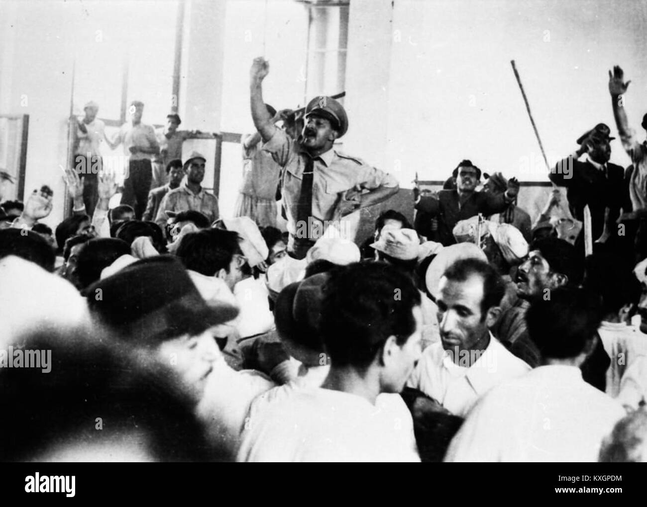 A 1953 photograph showing the Tehran radio station during the Iranian ...