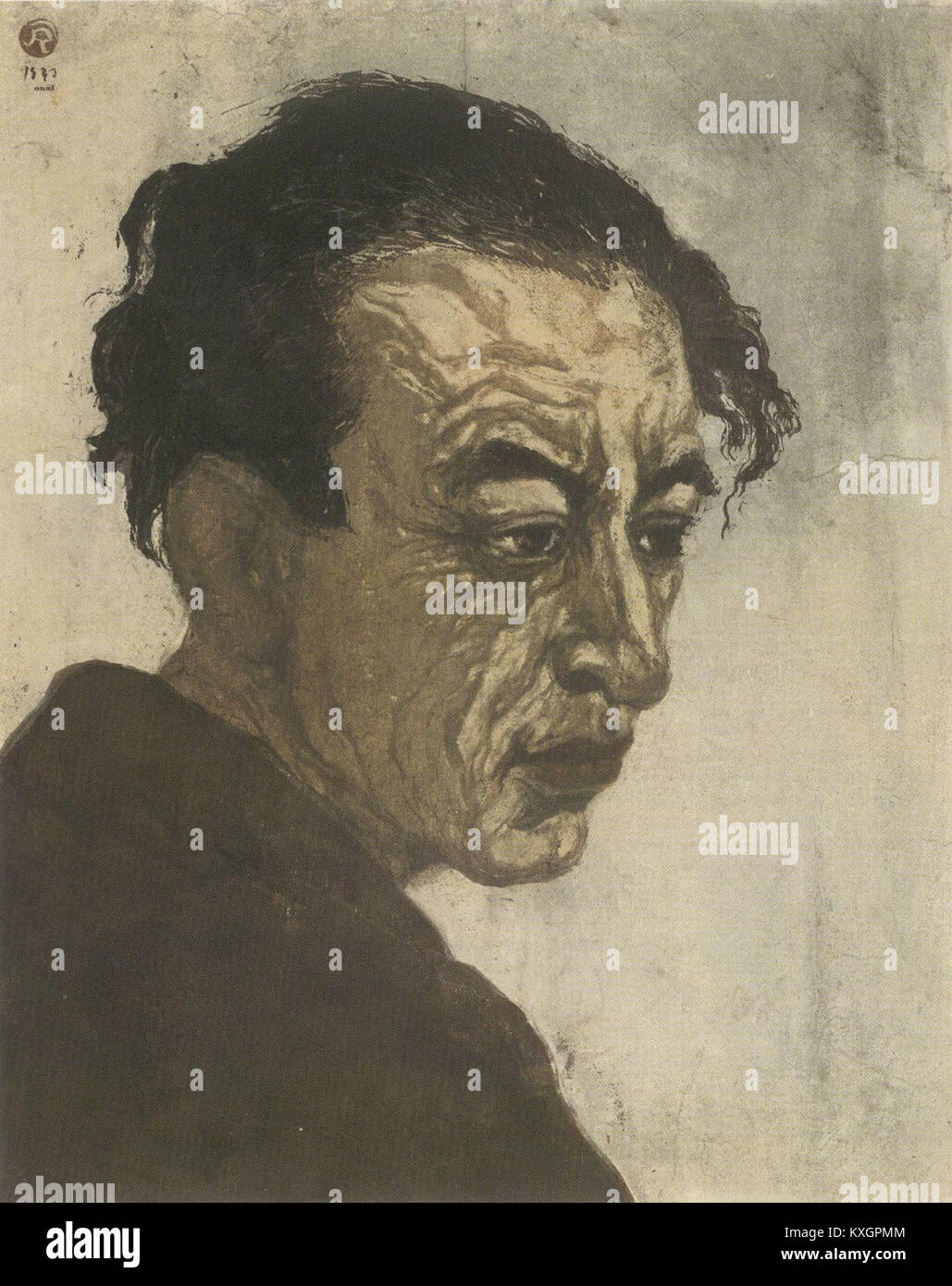 'Portrait of Hagiwara Sakutarô', woodblock print by Onchi Kôshirô, 1943 ...