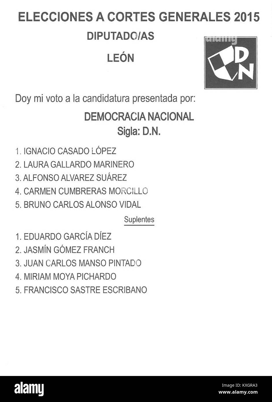 The 2015 Spanish General Elections Ballot from Le?n, captured in this ...
