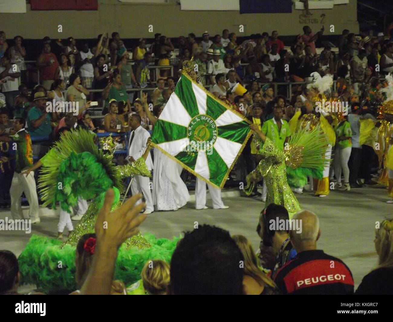 This image captures the *Império Serrano* carnival parade in Rio de ...