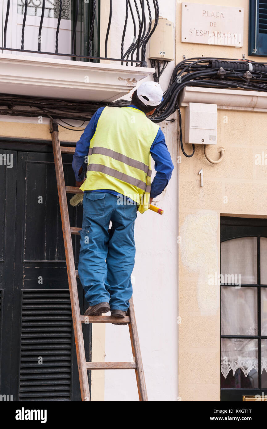 Person up ladder hi-res stock photography and images - Alamy