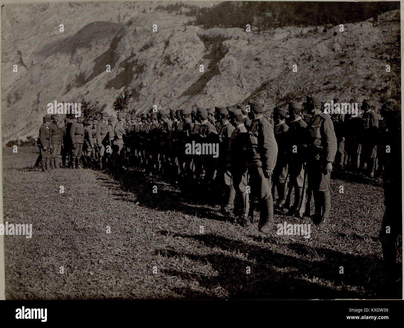 A historical photograph showing A.K. Excl. Scotti inspecting the 20th ...