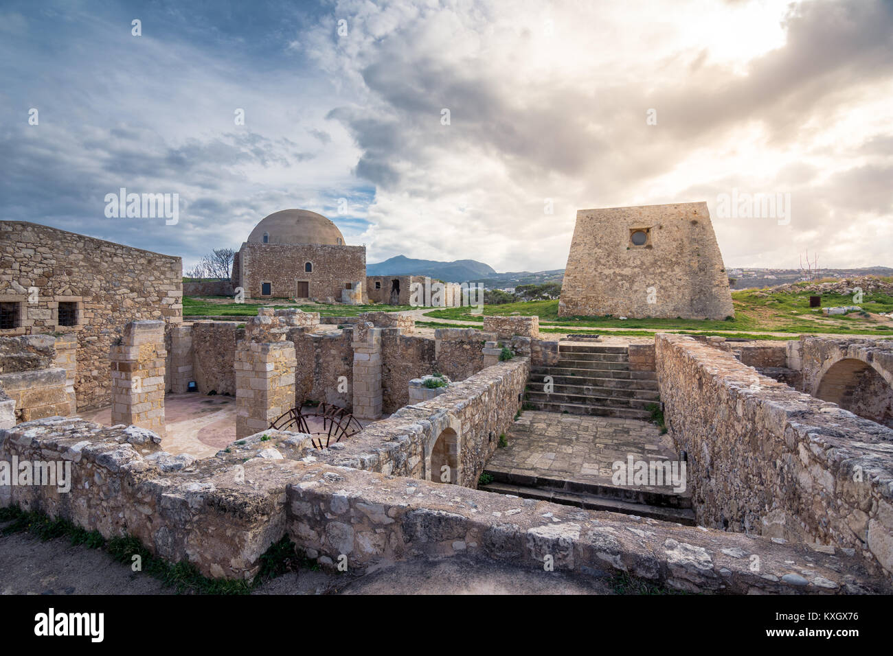The venetian fortress of Fortezza on the hill at the old town of ...