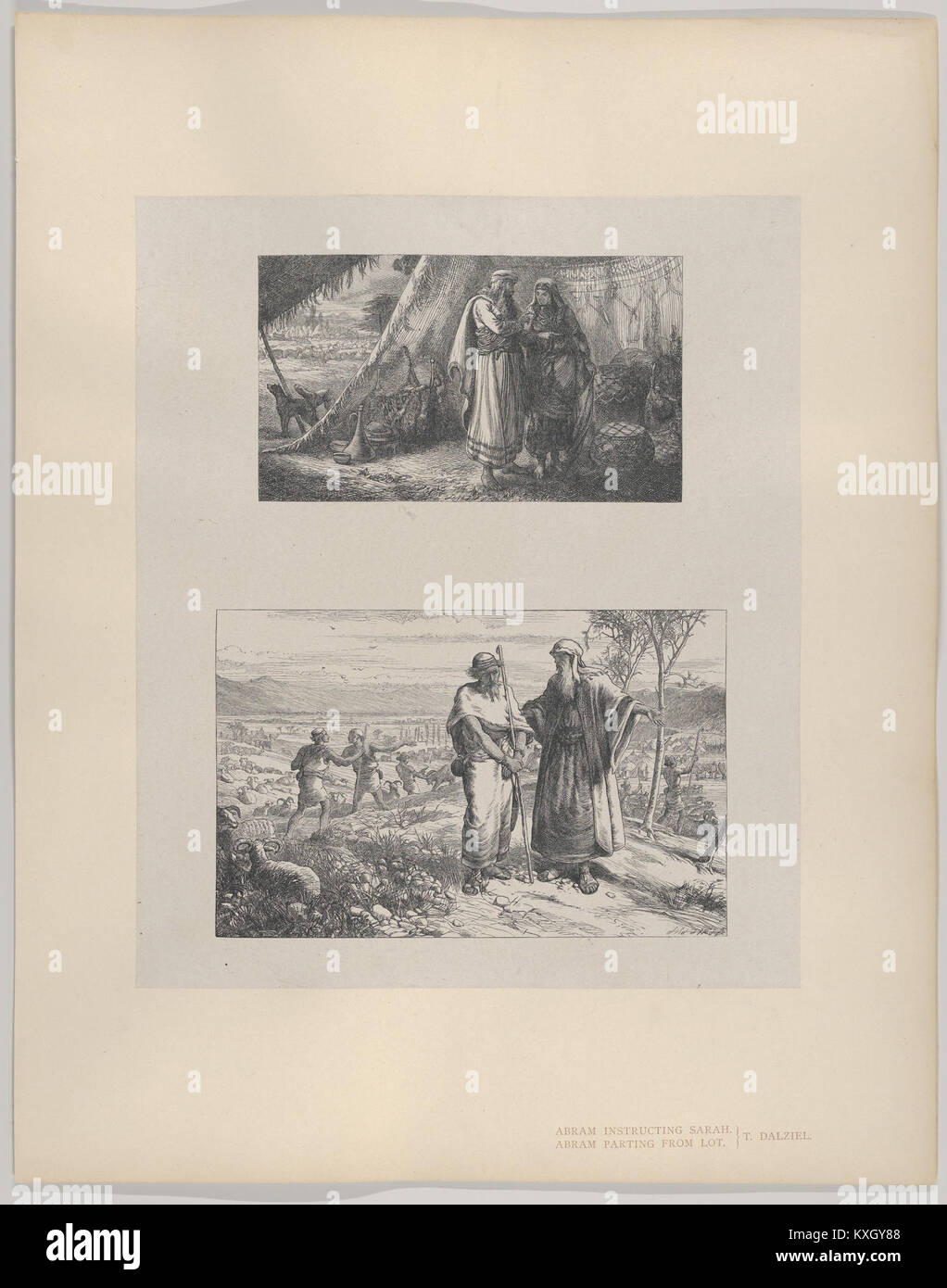 Abram Instructing Sarah–Abram Parting from Lot (Dalziels' Bible Gallery ...