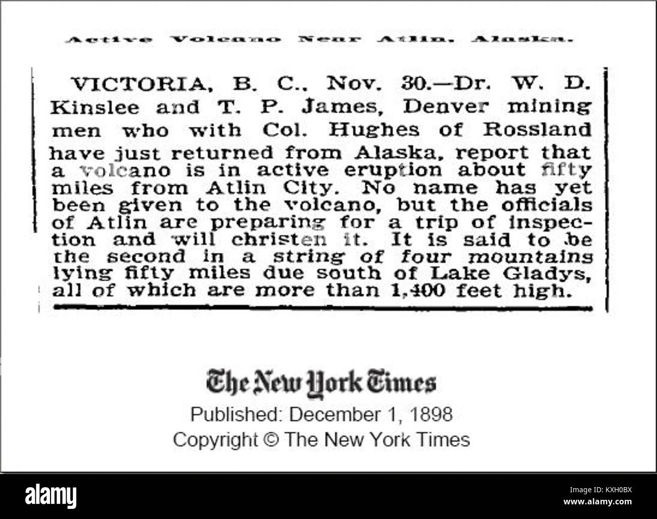 Active Volcano Near Atlin, Alaska Stock Photo - Alamy