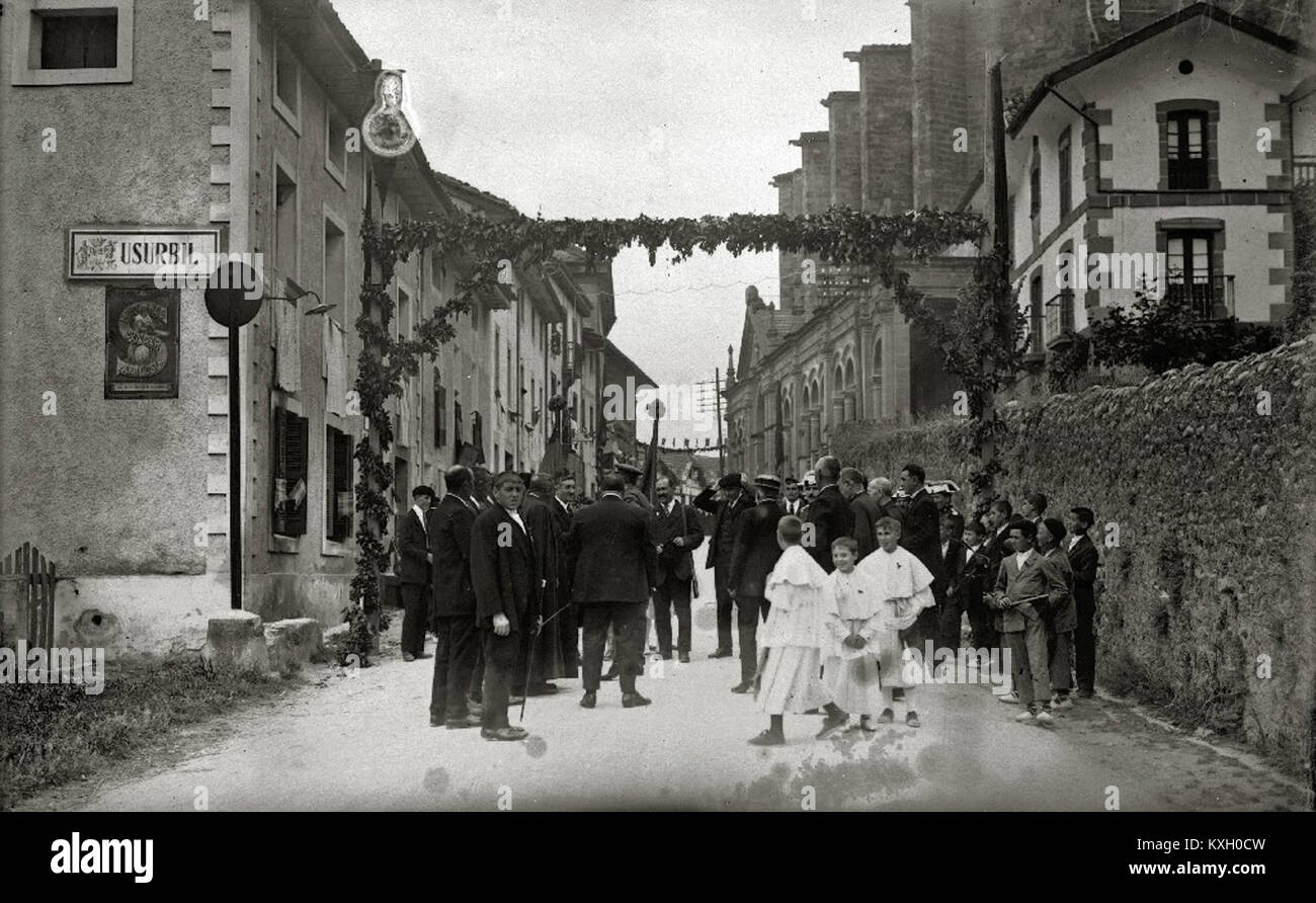 A photograph documenting a political-religious event in Usurbil, Spain ...