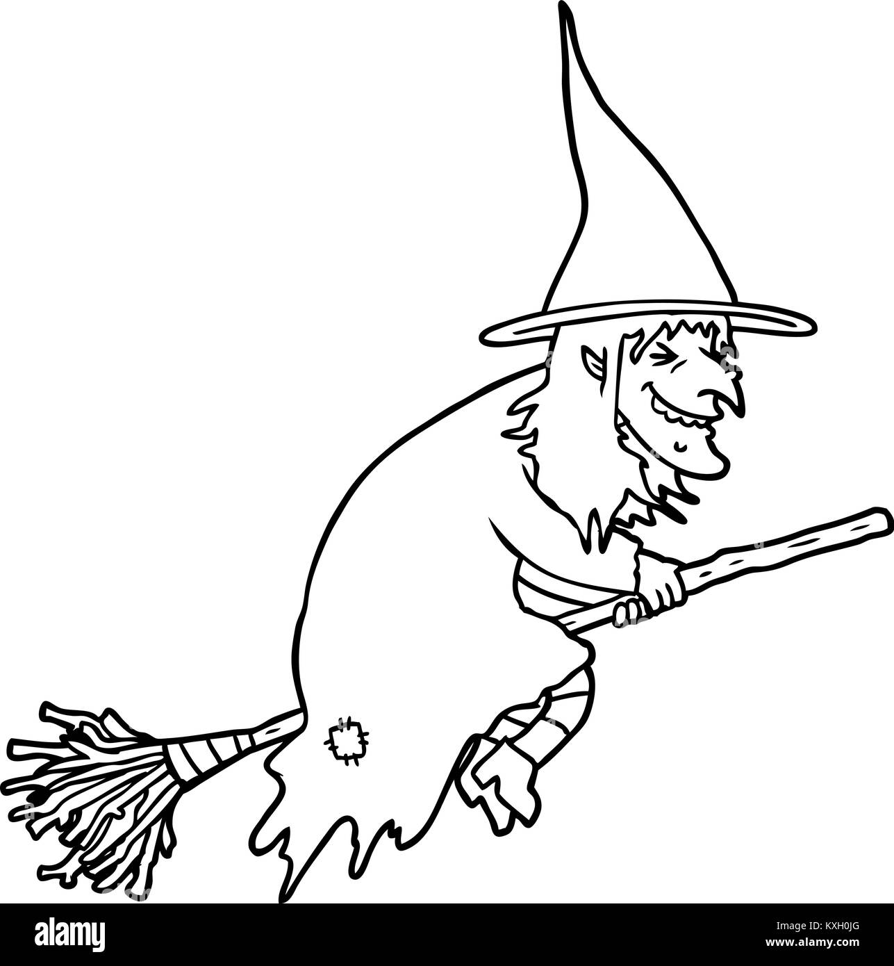 cartoon witch on broom Stock Vector Image & Art - Alamy