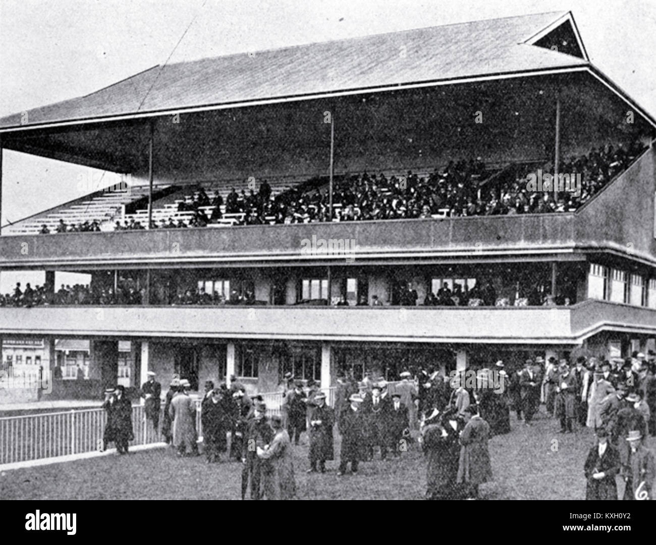 Addington Raceway stewards' stand, 1915 Stock Photo - Alamy