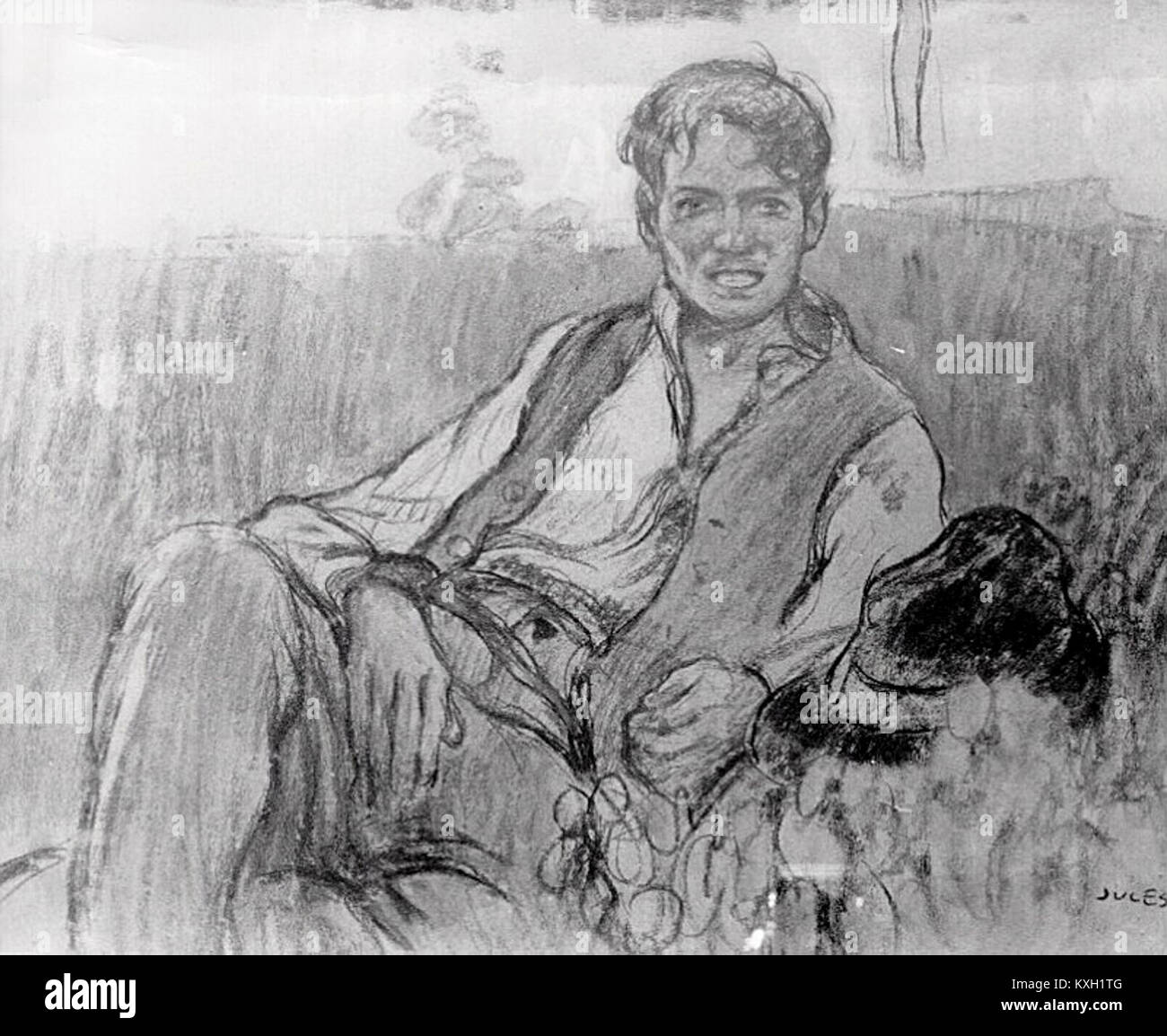 ADLER Jules - Jeune Garçon aux Champs - drawing (dessin, disegno Stock ...