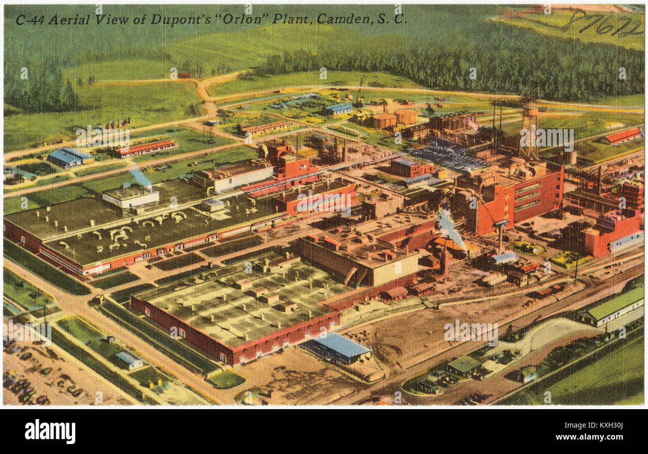 An aerial view of Dupont's 'Orlon' plant in Camden, South Carolina. The ...