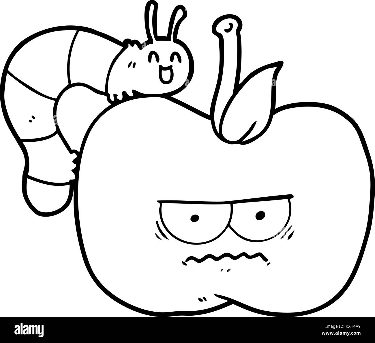cartoon grumpy apple and caterpillar Stock Vector Image & Art - Alamy