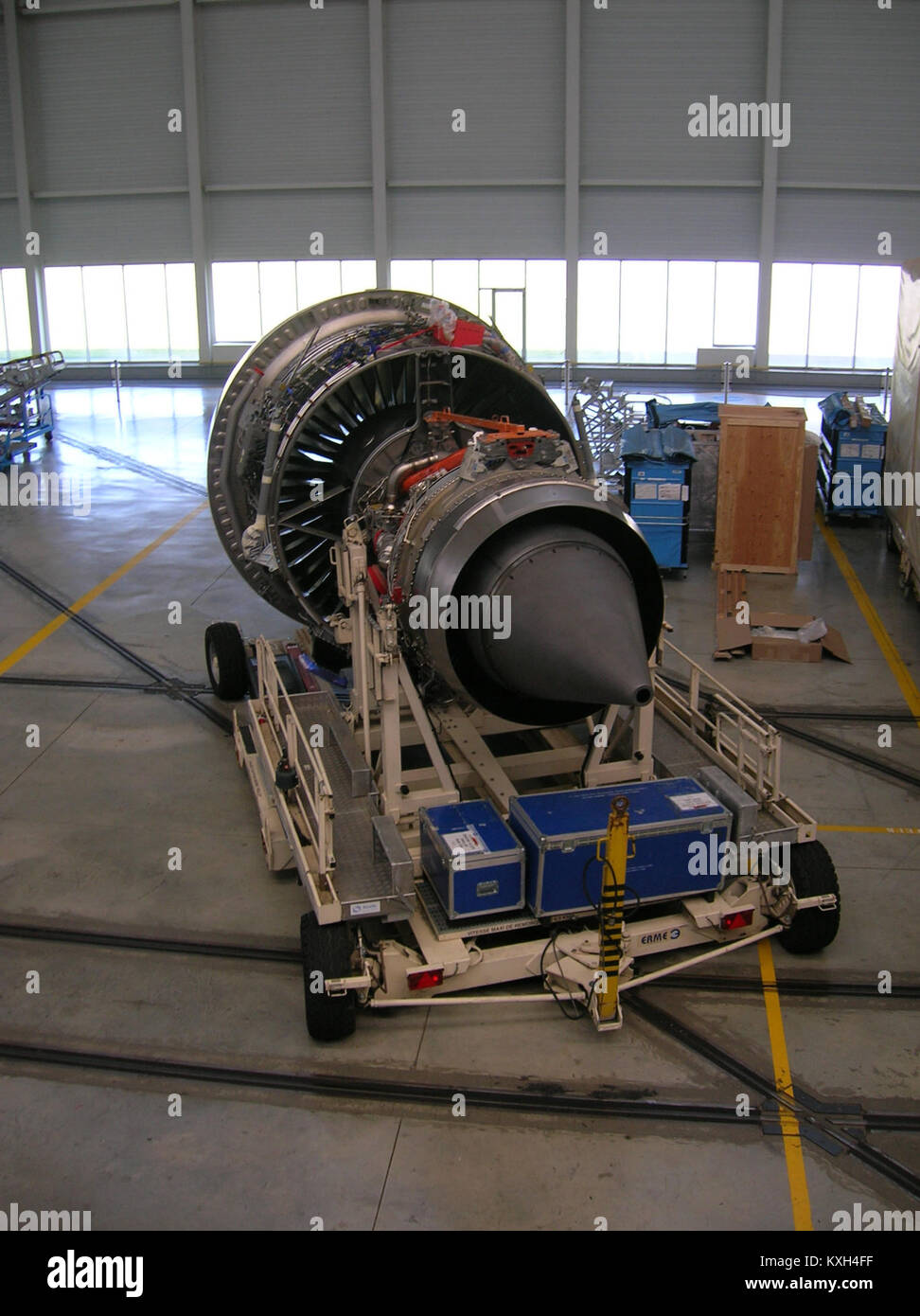 A technical image of the Trent 900 engine MSN100 installed on an Airbus ...