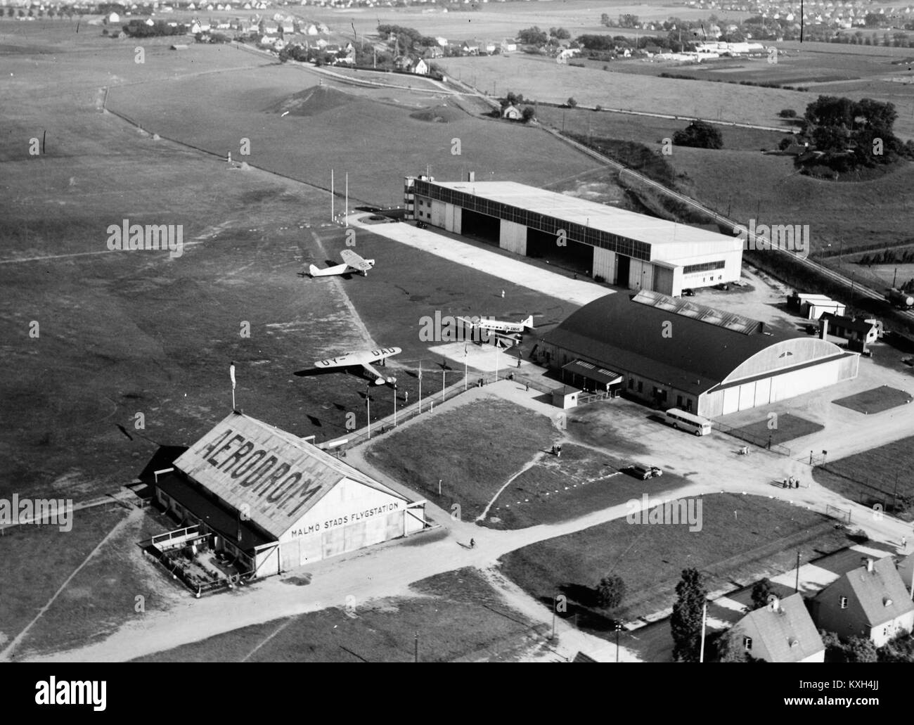 Airport Malmö Bulltofta BUA, View of Bulltofta Airport, Malmö, 1920s or ...