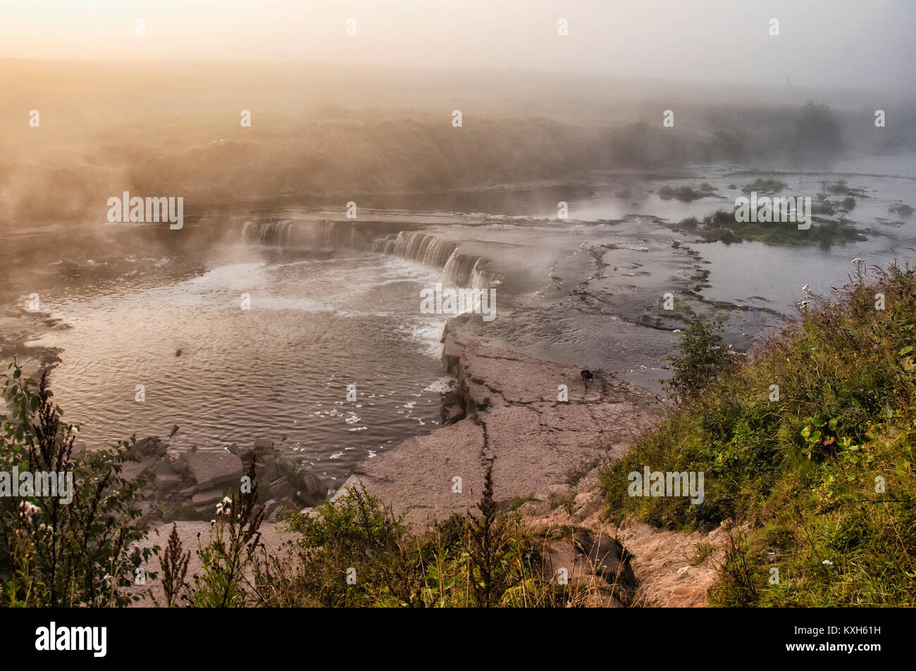 Waterfall on the river Tosna. Leningrad oblast, the Sablino nature ...