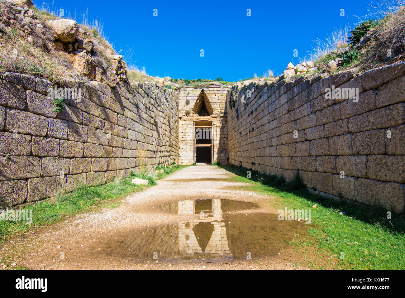 The archaeological site of Mycenae near the village of Mykines, with ...