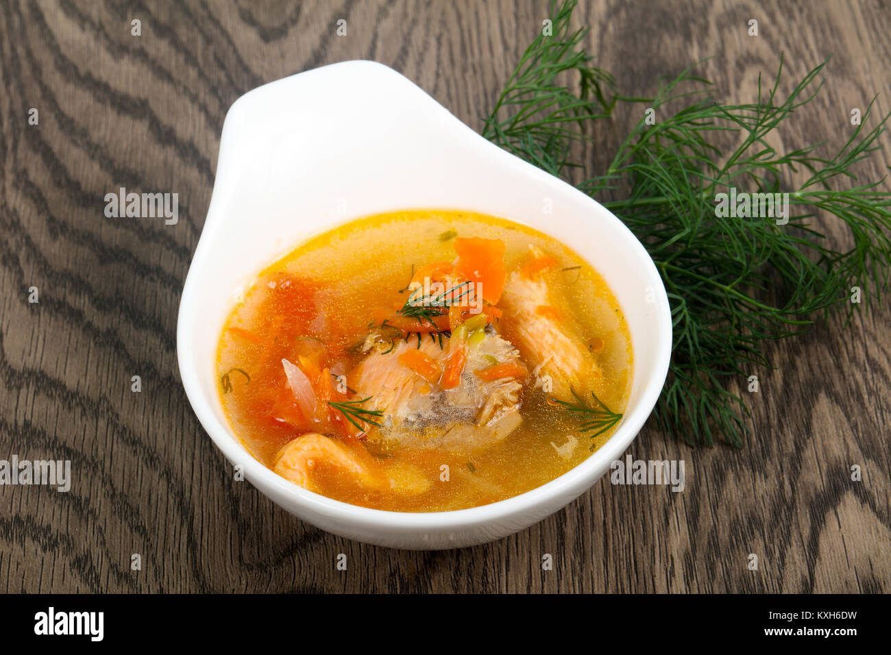Salmon fish soup Stock Photo - Alamy