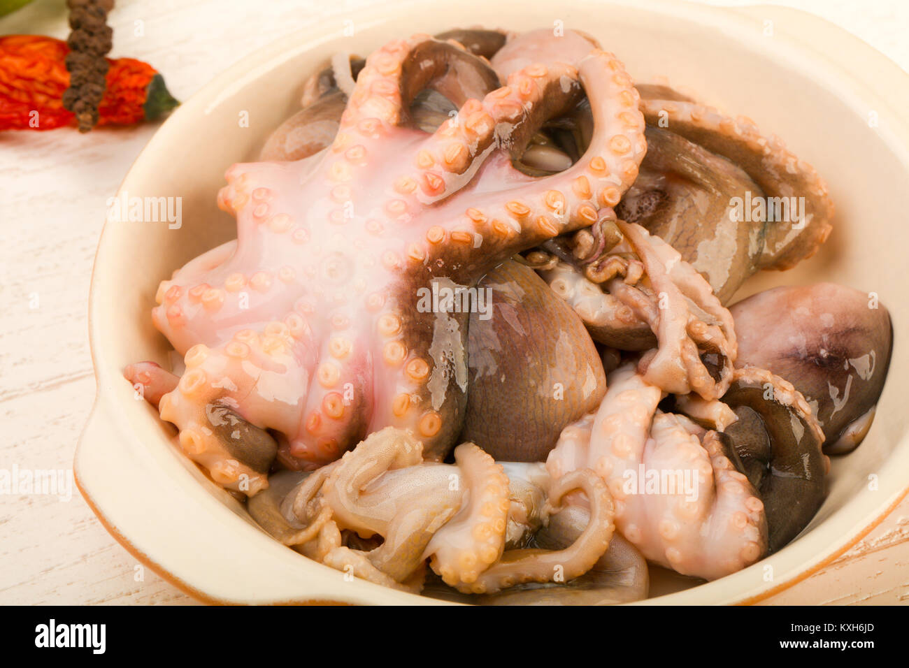 Raw octopus ready for cooking Stock Photo - Alamy