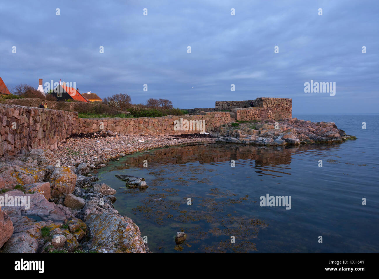 The ring wall on the west coast of Frederiksø, Ertholmene, Bornholm ...