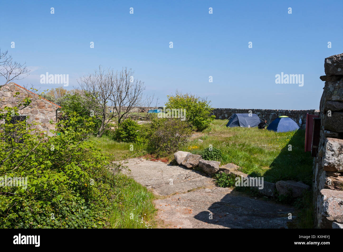 The campsite, Christiansø, Ertholmene, Bornholm, Denmark Stock Photo ...