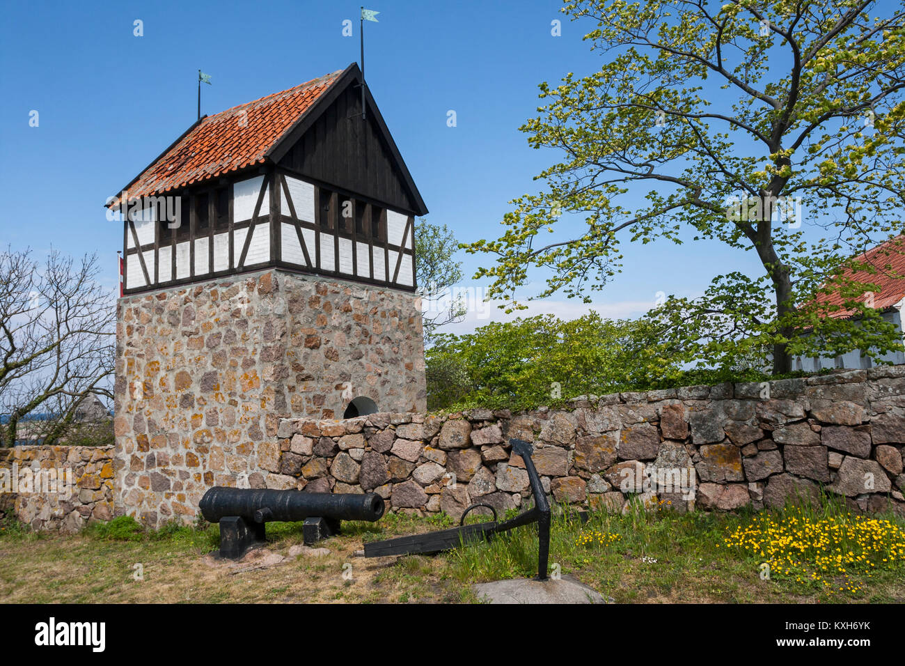 The bell tower at the church, Christiansø, Ertholmene, Bornholm ...