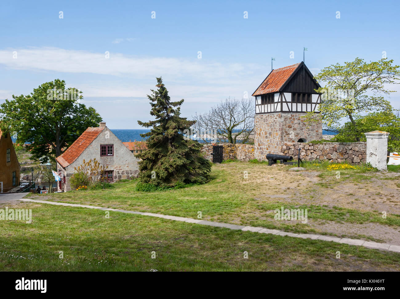 The bell tower at the church, Christiansø, Ertholmene, Bornholm ...