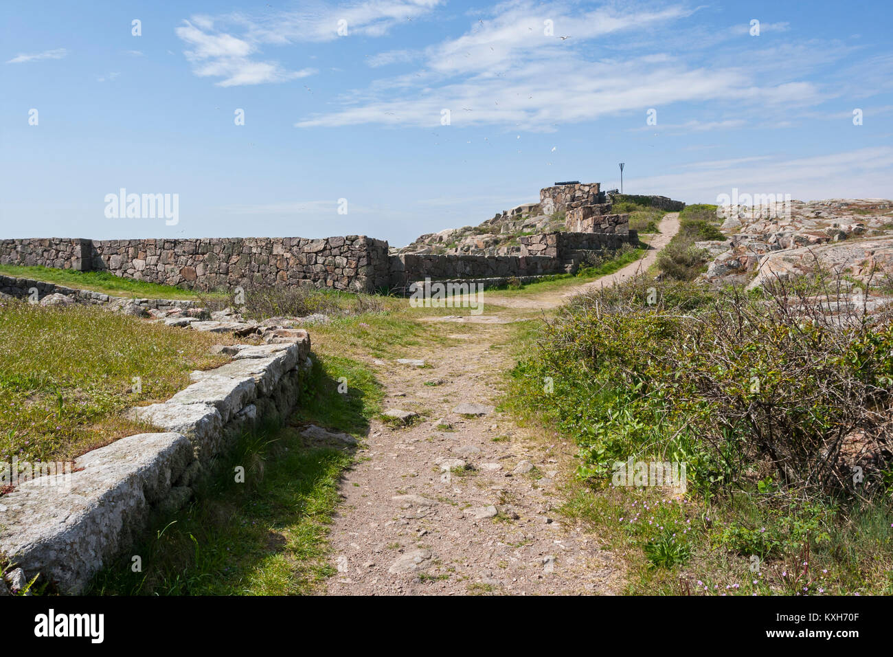 Path along the ring wall surrounding Christiansø, Ertholmene, Bornholm ...