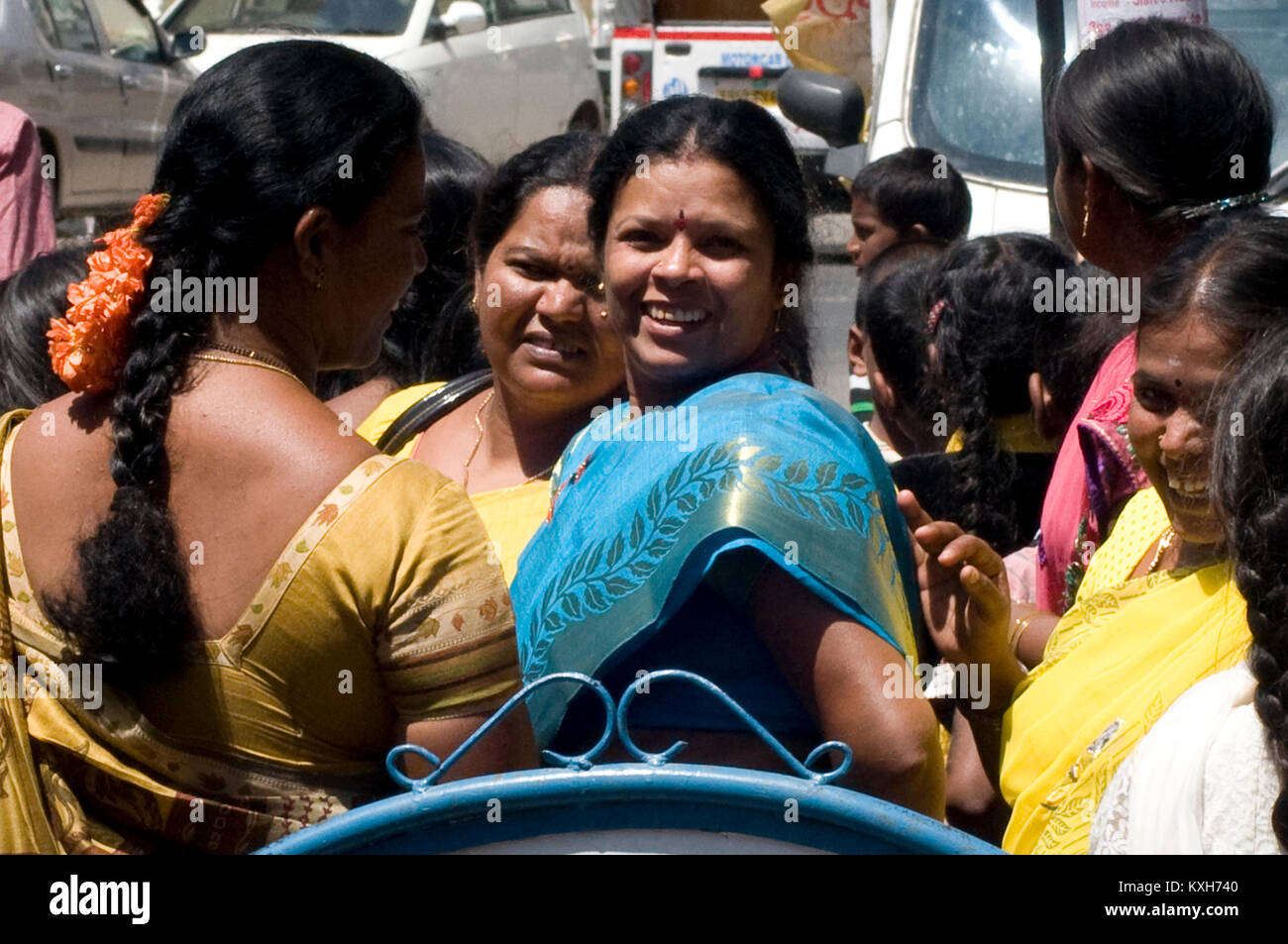 Gathering of India ladies in the streets of pilgrimage place of ...