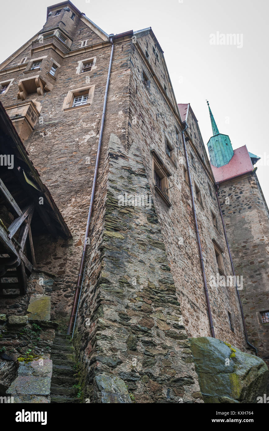 Walls of defensive Czocha Castle in Sucha village, Lower Silesian ...