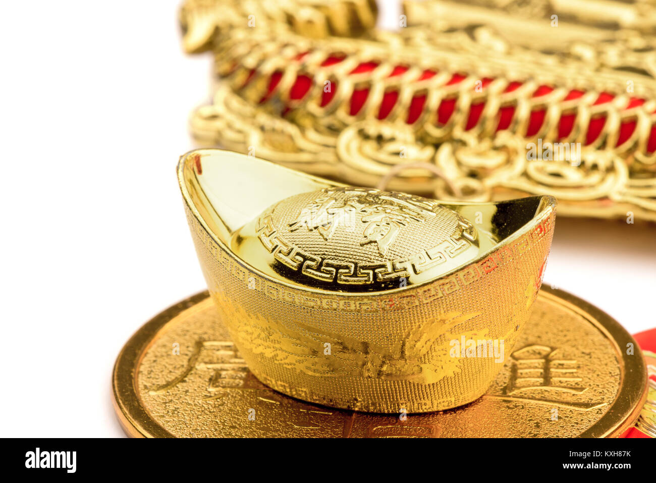 chinese gold ingot or chinese gold nugget with the chinese text on the ...