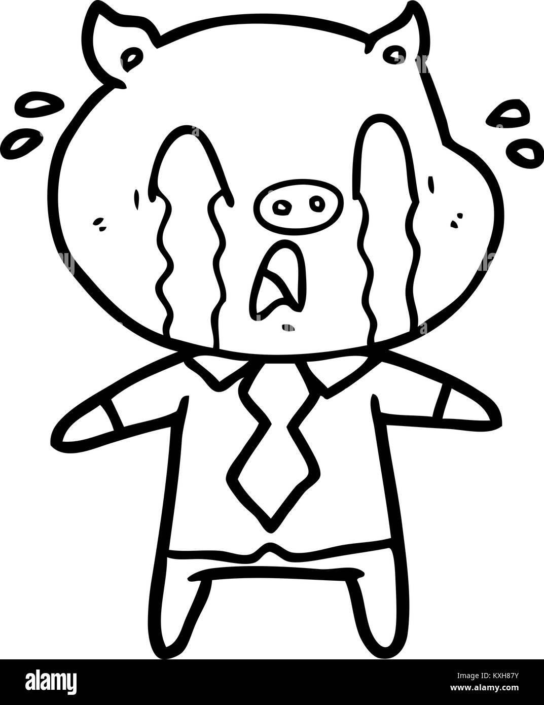 crying pig cartoon wearing human clothes Stock Vector Image & Art - Alamy