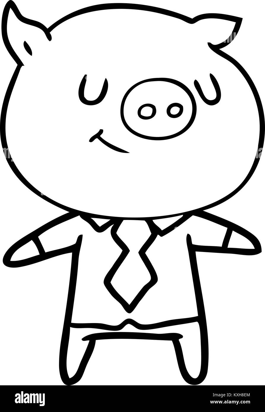 happy cartoon smart pig Stock Vector Image & Art - Alamy