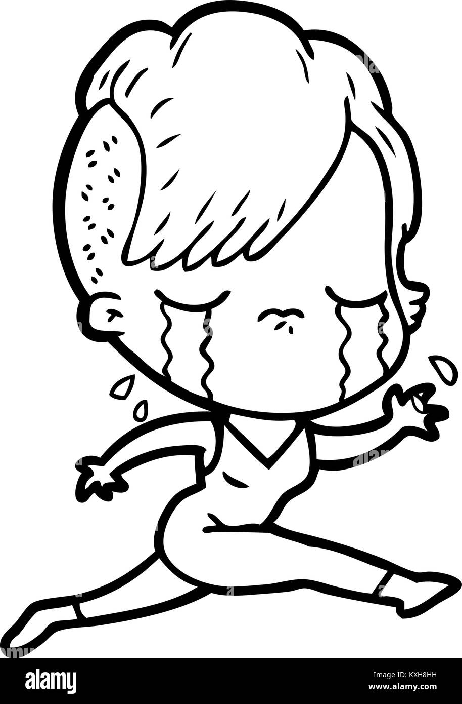 cartoon crying girl running Stock Vector Image & Art - Alamy