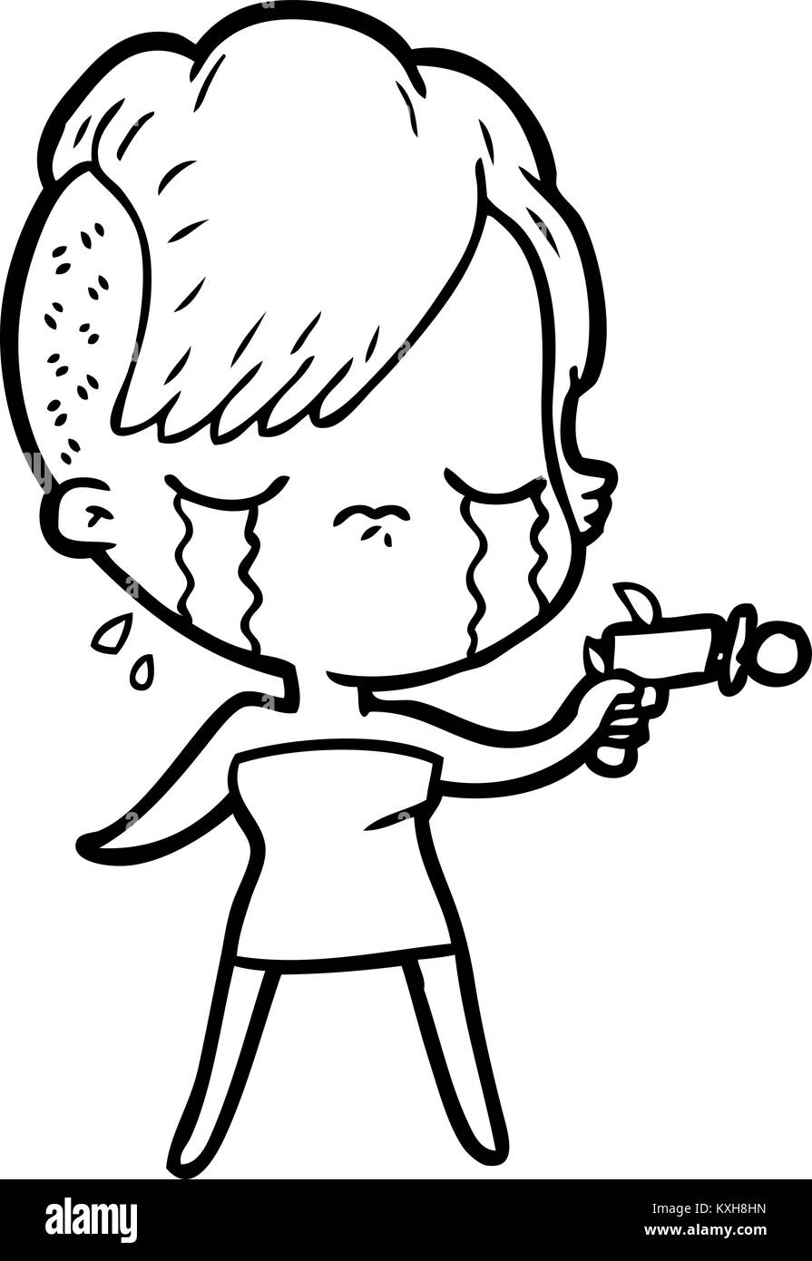 cartoon crying girl pointing ray gun Stock Vector Image & Art - Alamy