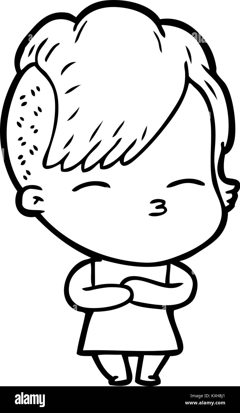 cartoon squinting girl Stock Vector Image & Art - Alamy