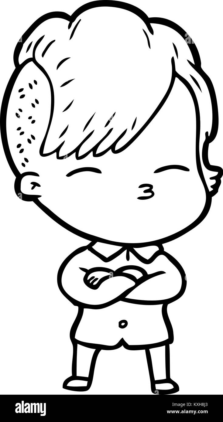 cartoon squinting girl Stock Vector Image & Art - Alamy