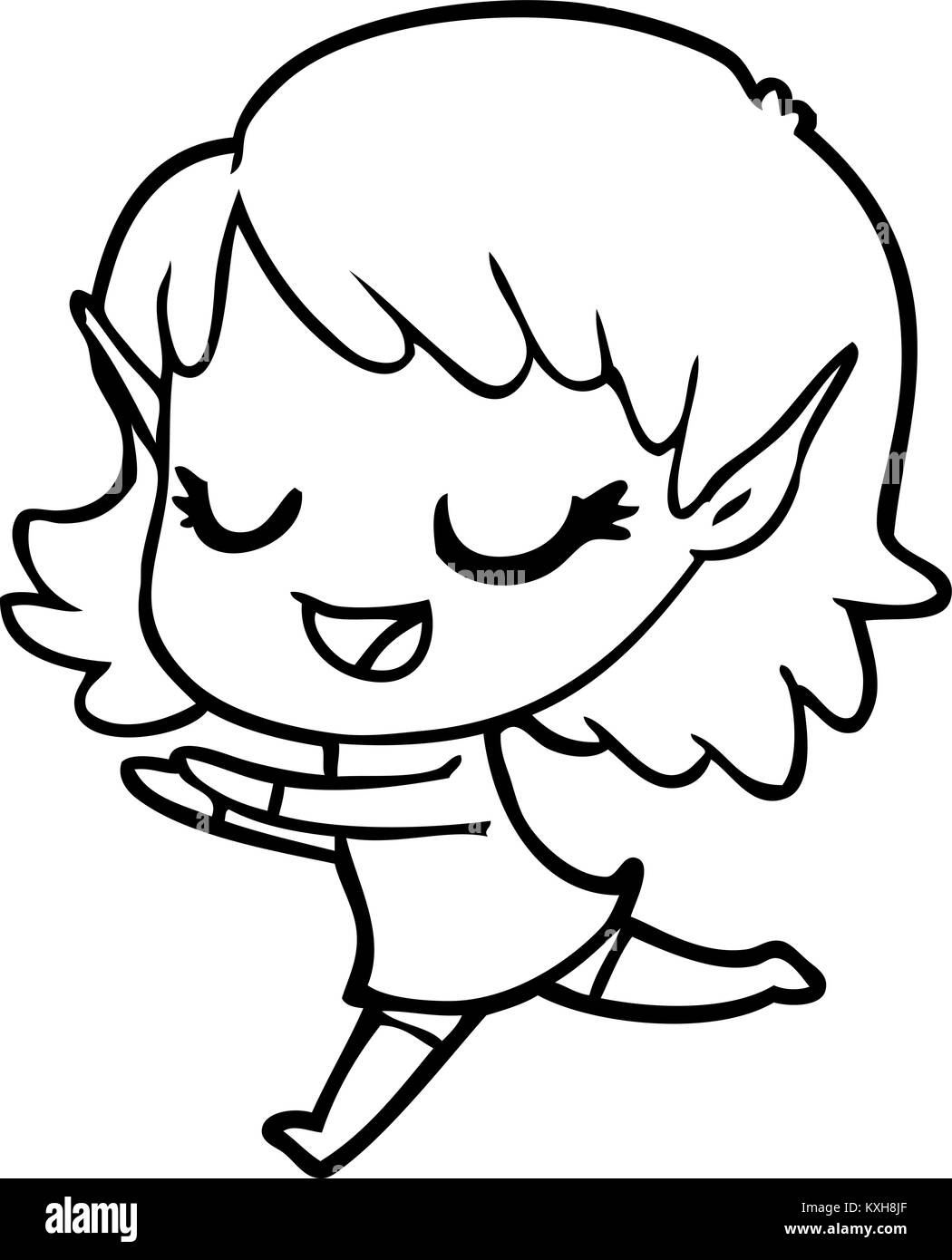 happy cartoon elf girl running Stock Vector Image & Art - Alamy