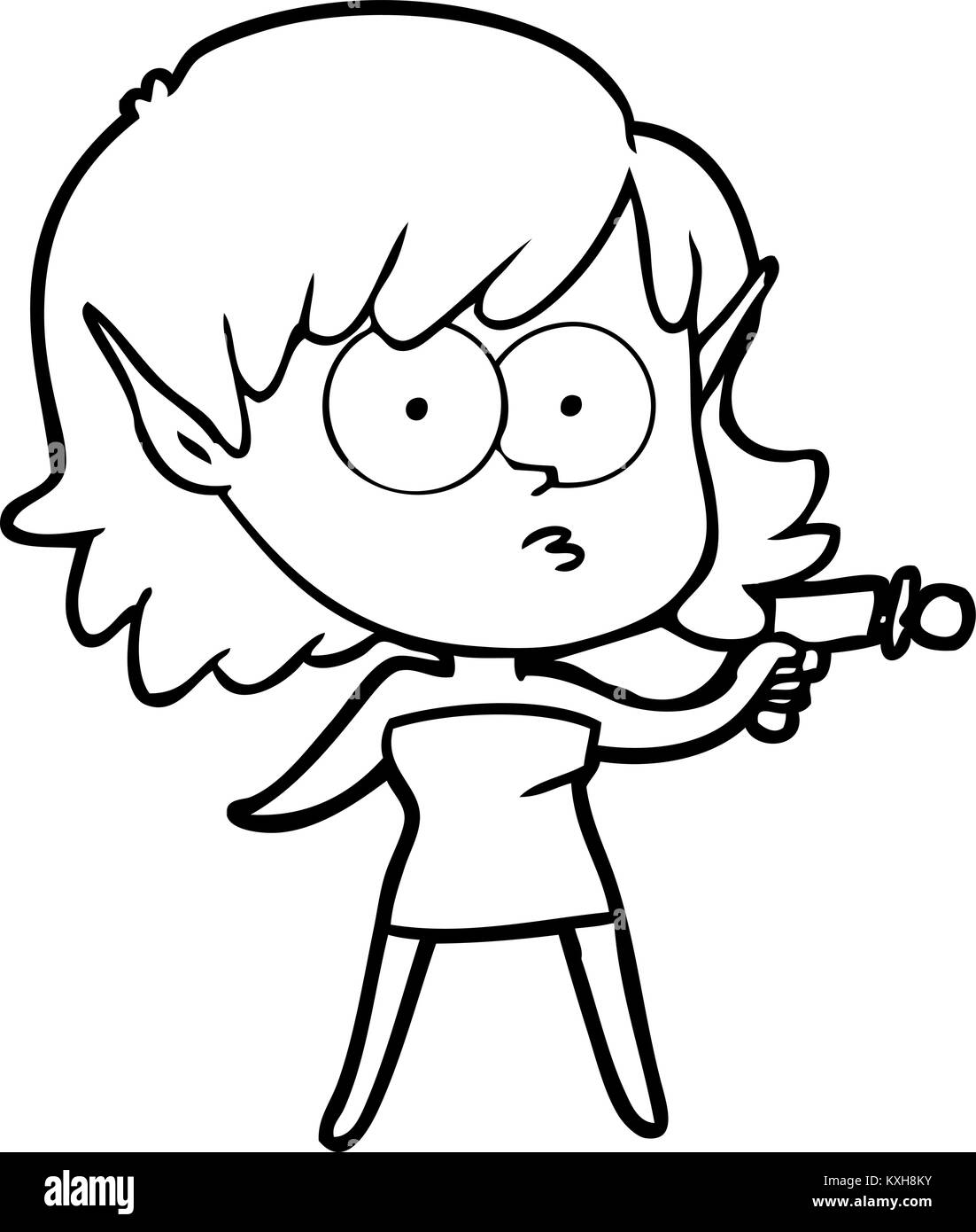 cartoon elf girl with ray gun Stock Vector Image & Art - Alamy