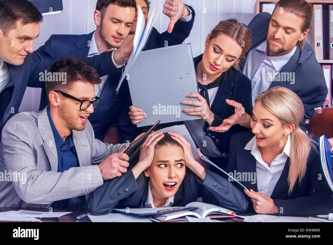 Mad business people office. Error company management woman Stock Photo ...