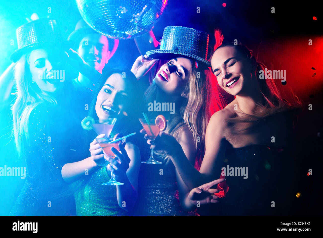 Dance party with group people . Dancing youth under drugs Stock Photo ...