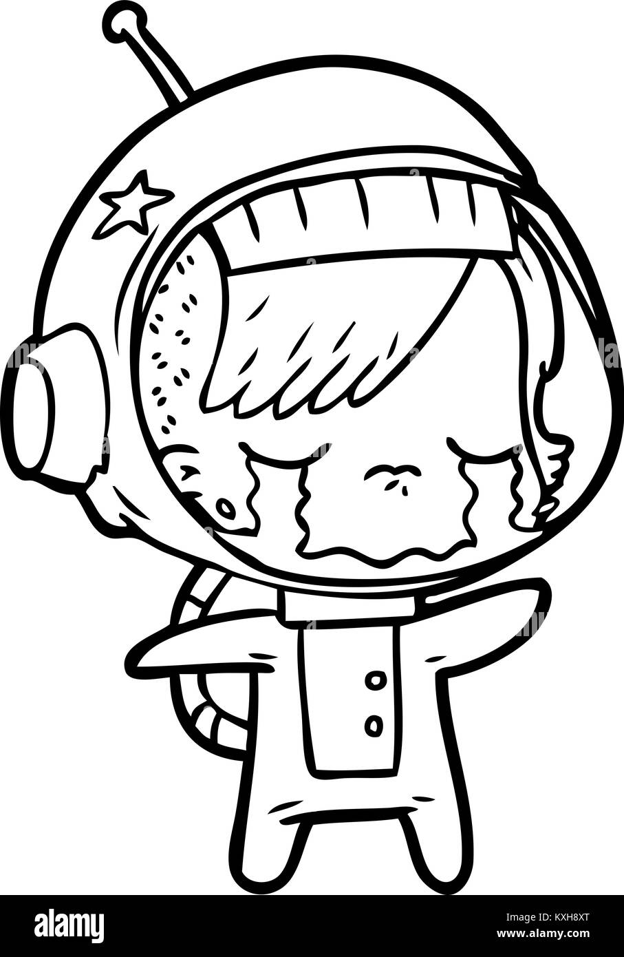 cartoon crying astronaut girl Stock Vector Image & Art - Alamy