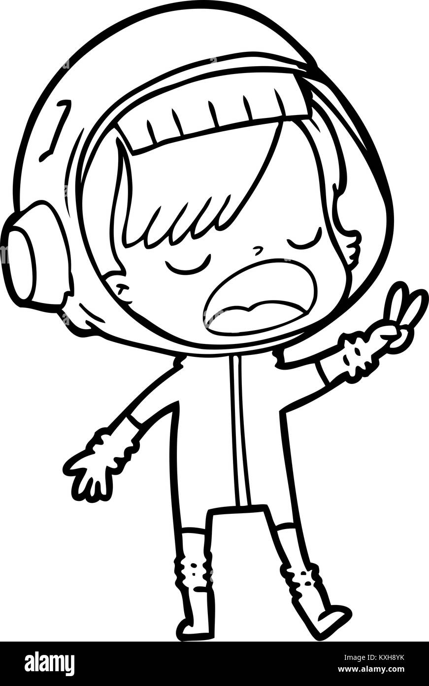 cartoon astronaut giving peace sign Stock Vector Image & Art - Alamy