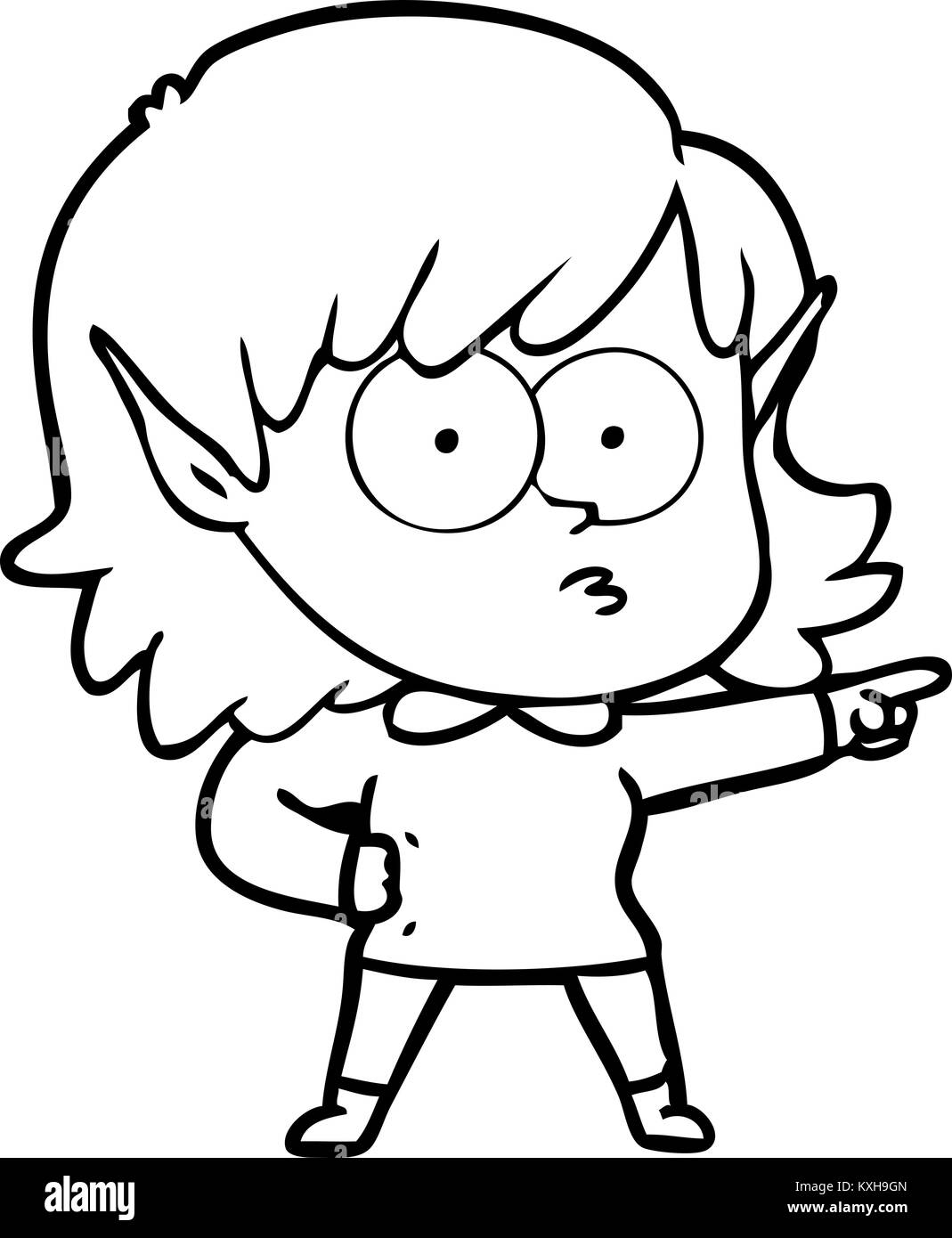 cartoon elf girl staring and pointing Stock Vector Image & Art - Alamy