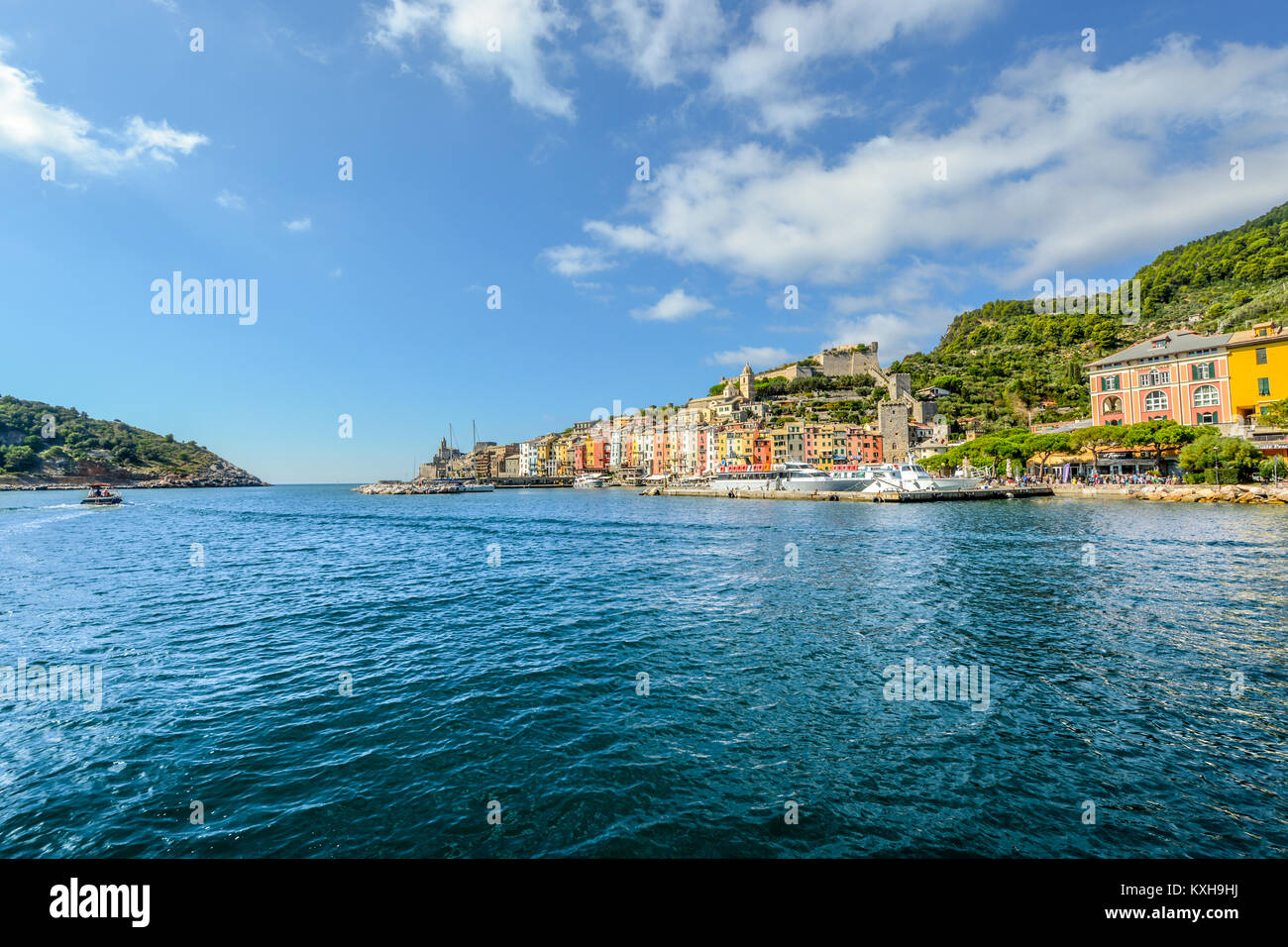 The colorful coastal village, marina and harbor of Portovenere, Italy ...